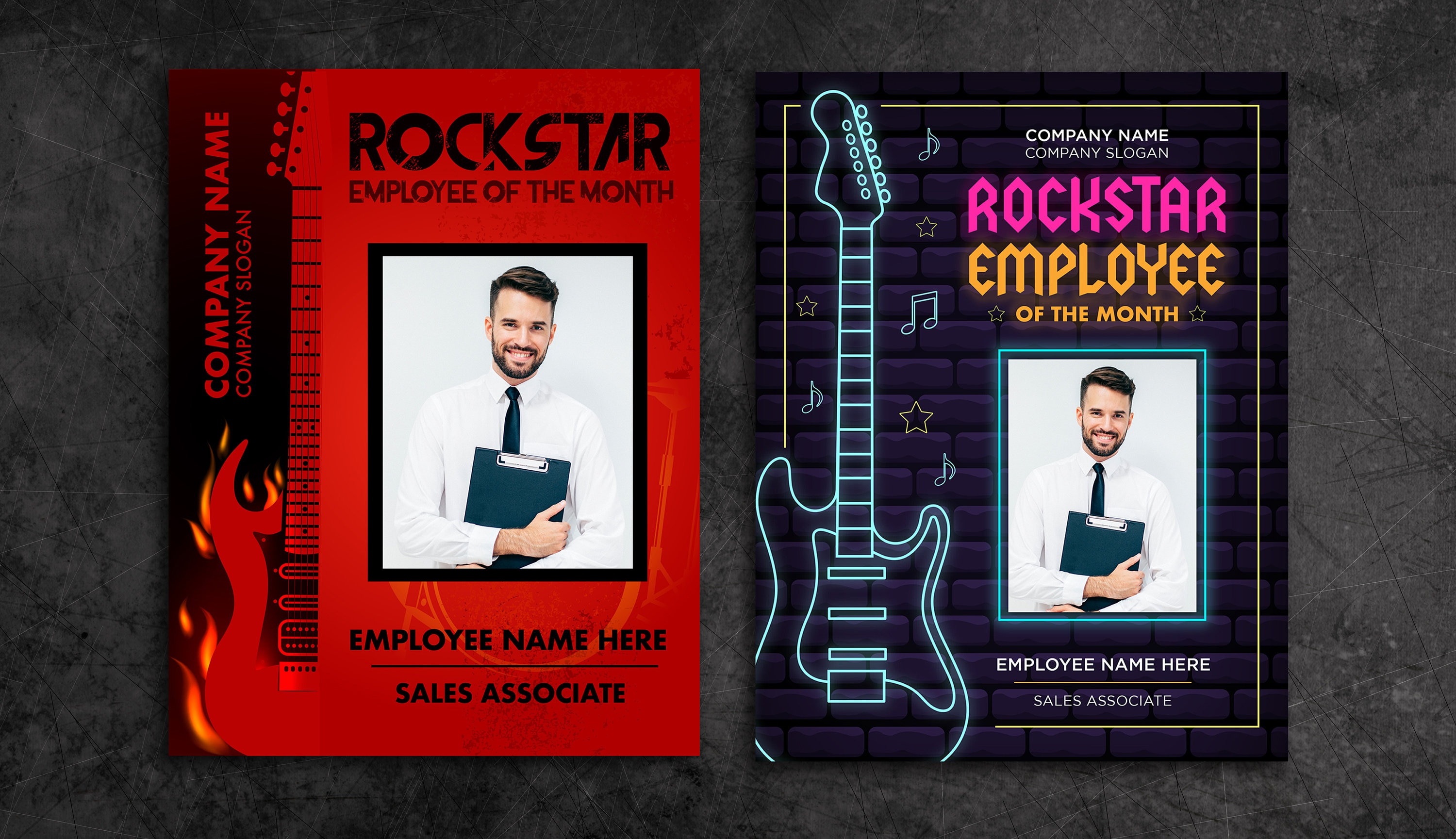 Set of 2 EDITABLE Rockstar Employee of the Month Certificate | Etsy