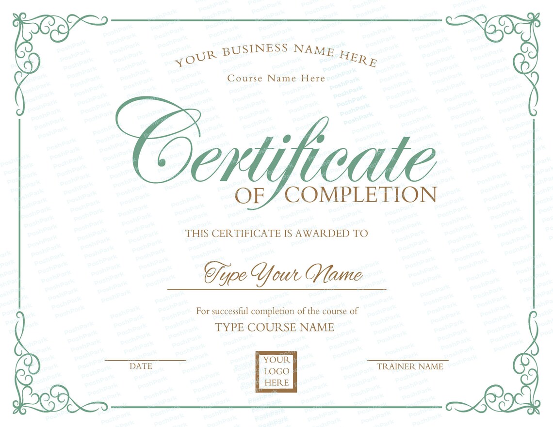 Editable Certificate of Completion Template Bundle, Multi Color ...