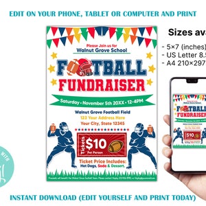 Editable Football Fundraiser Flyer Template, Football Fundraiser Invite ...