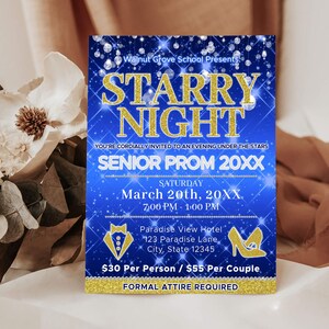 Editable Starry Night Prom Invitation, School Dance Flyer Invitation ...
