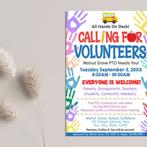 School PTO PTA Volunteer Recruitment Flyer, School Volunteer Flyer ...