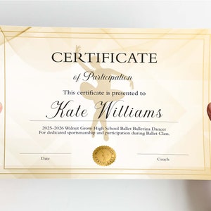 Ballet Awards Certificate Template, Dance Awards Participation ...