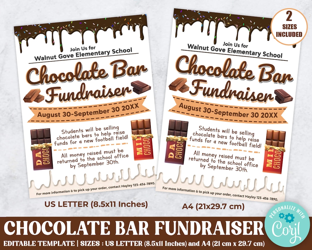 Chocolate Fundraiser Flyer Template, School Church Candy Fundraiser ...
