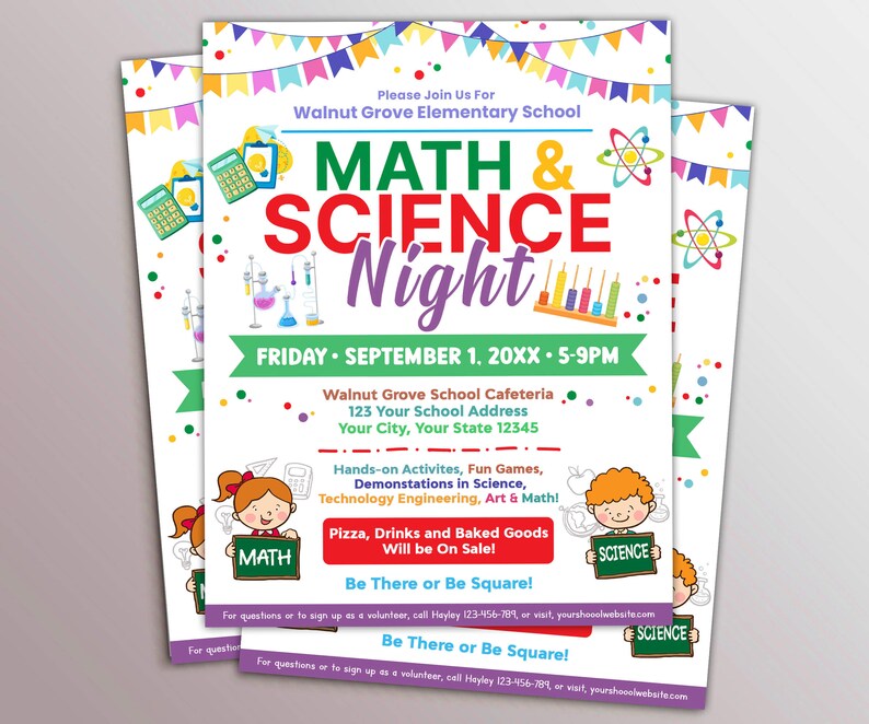 Editable Math and Science Night Flyer, PTO PTA School Flyer ...