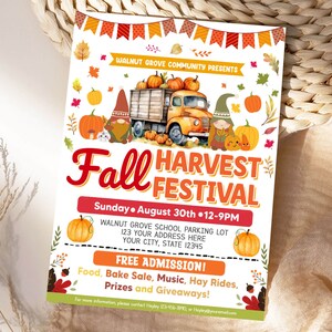 Editable Fall Harvest Festival Flyer Template, Fall Event Party Invite ...