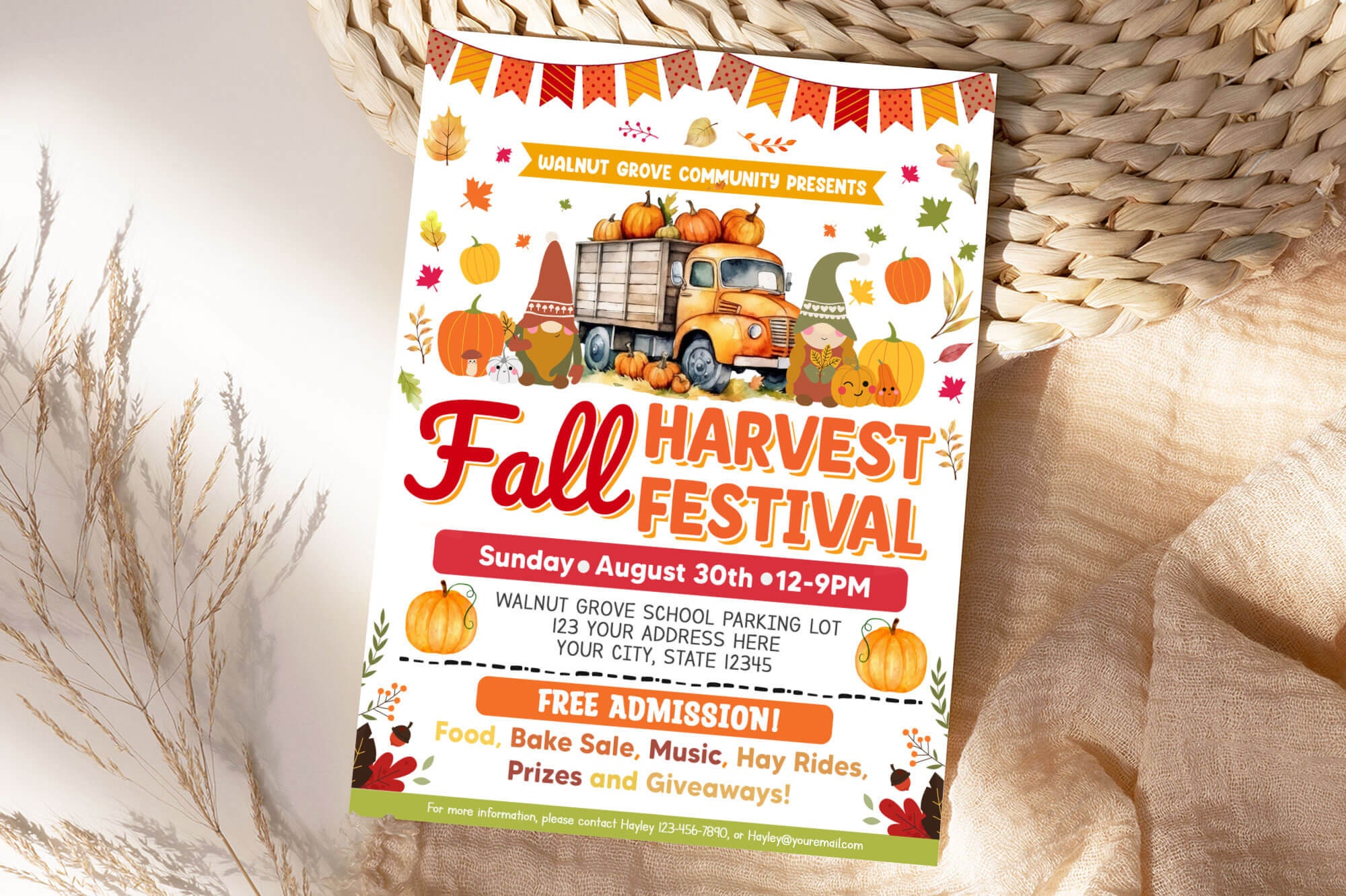 Editable Fall Harvest Festival Flyer Template, Fall Event Party Invite ...