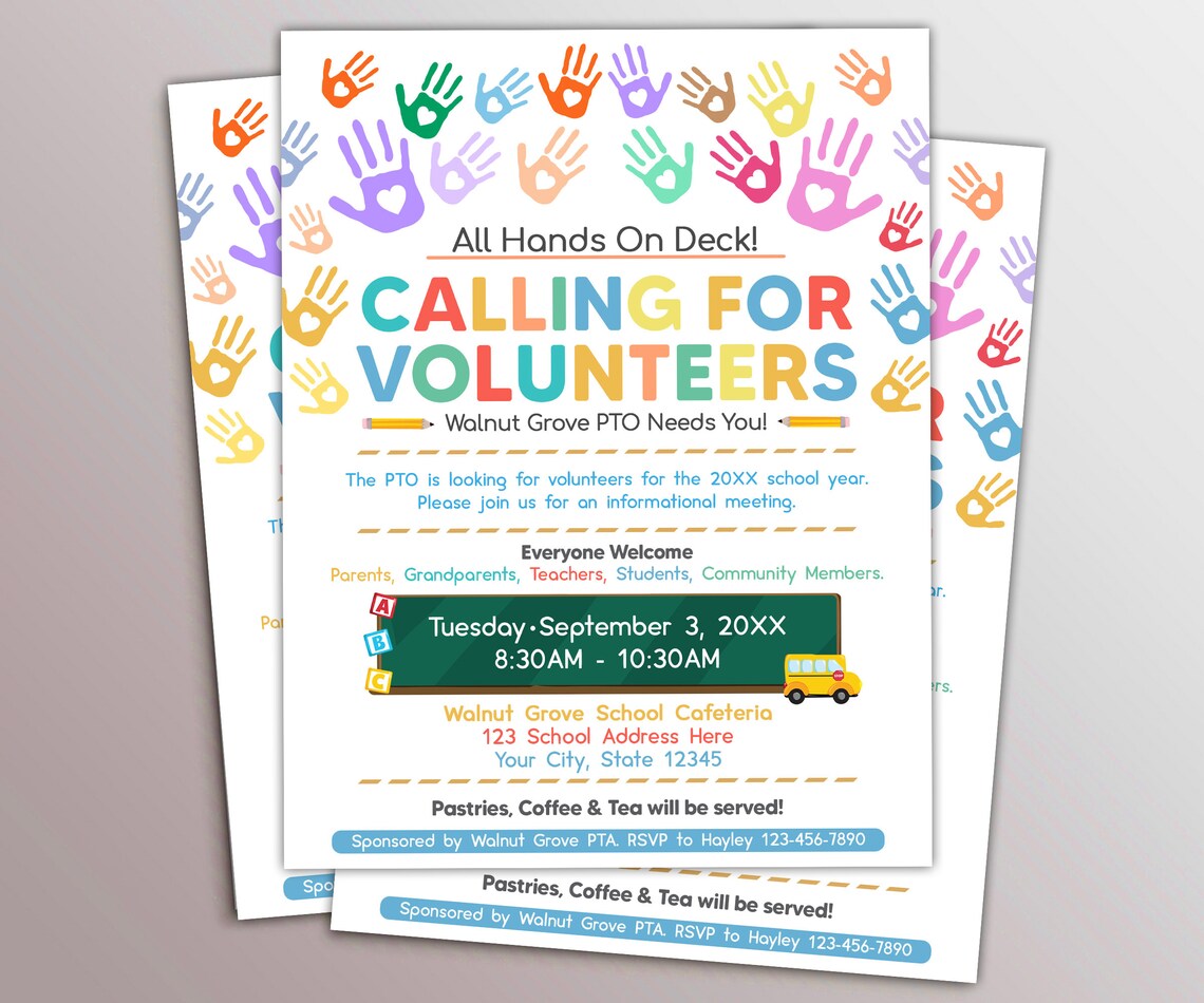 Editable Volunteer Recruitment Flyer School Volunteer - Etsy