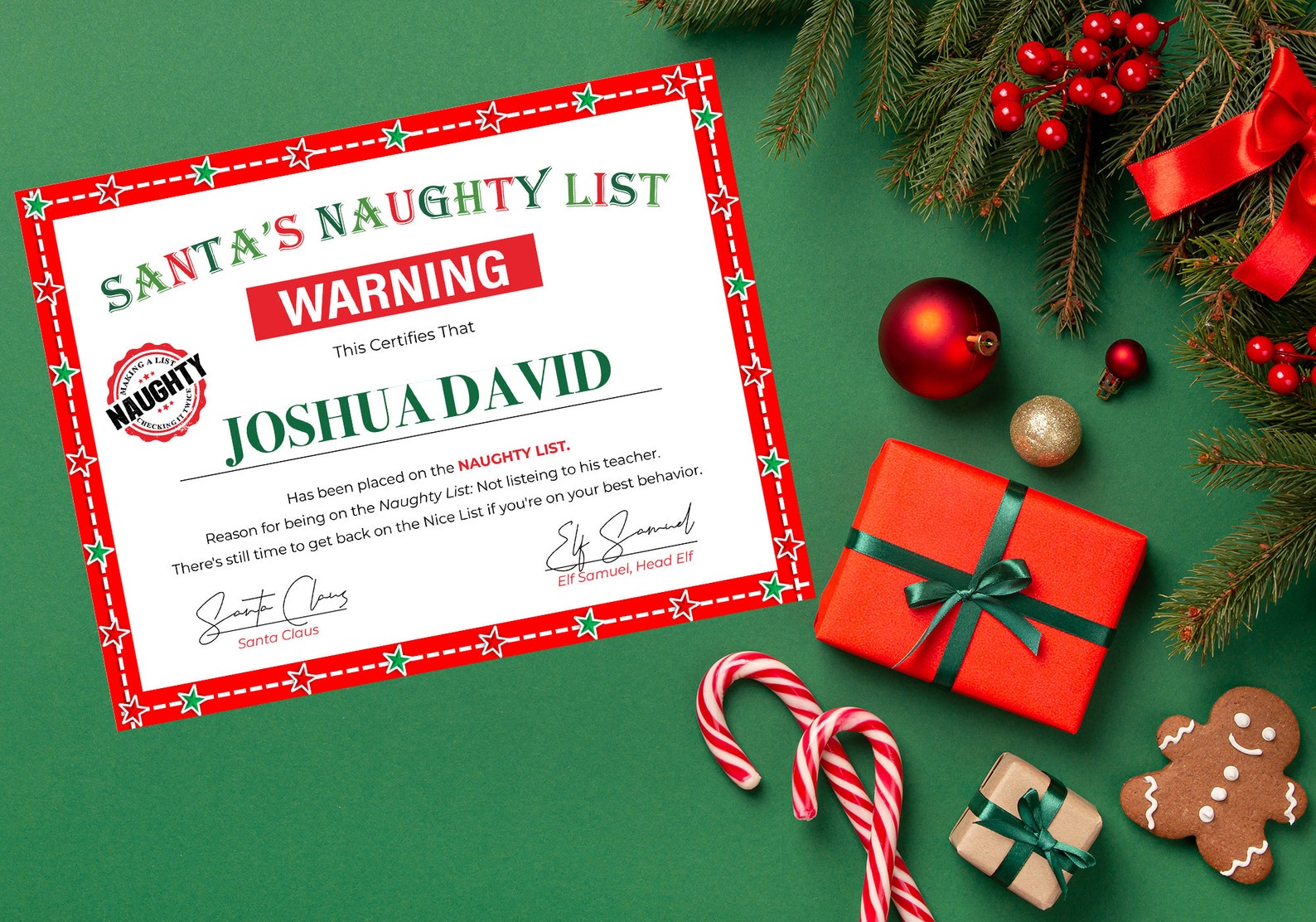 Downloadable Naughty List Warning Santa Naughty List - Etsy