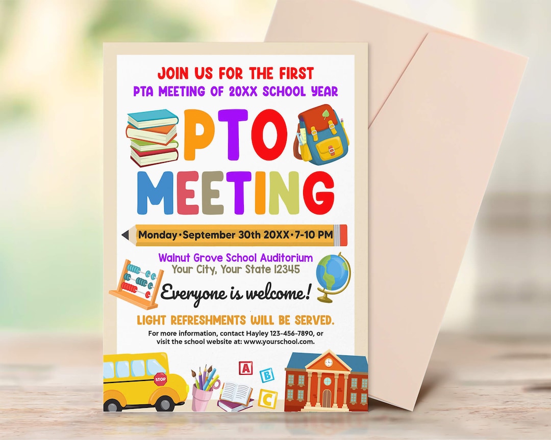 PTO PTA Meeting Template, Back to School Flyer, Editable Coffee Meeting ...