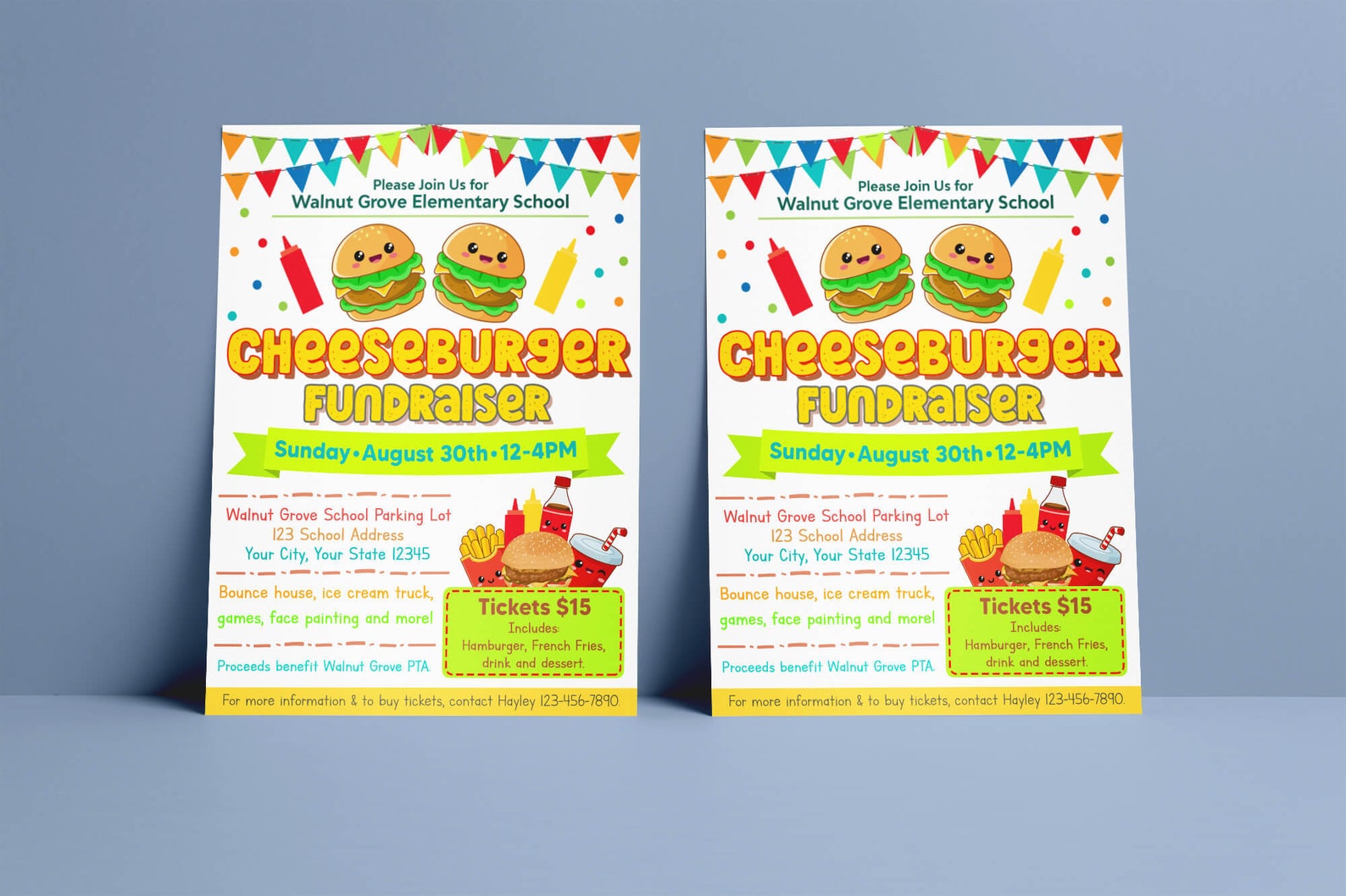 Editable Hamburger Fundraiser Flyer Cheeseburger Charity - Etsy