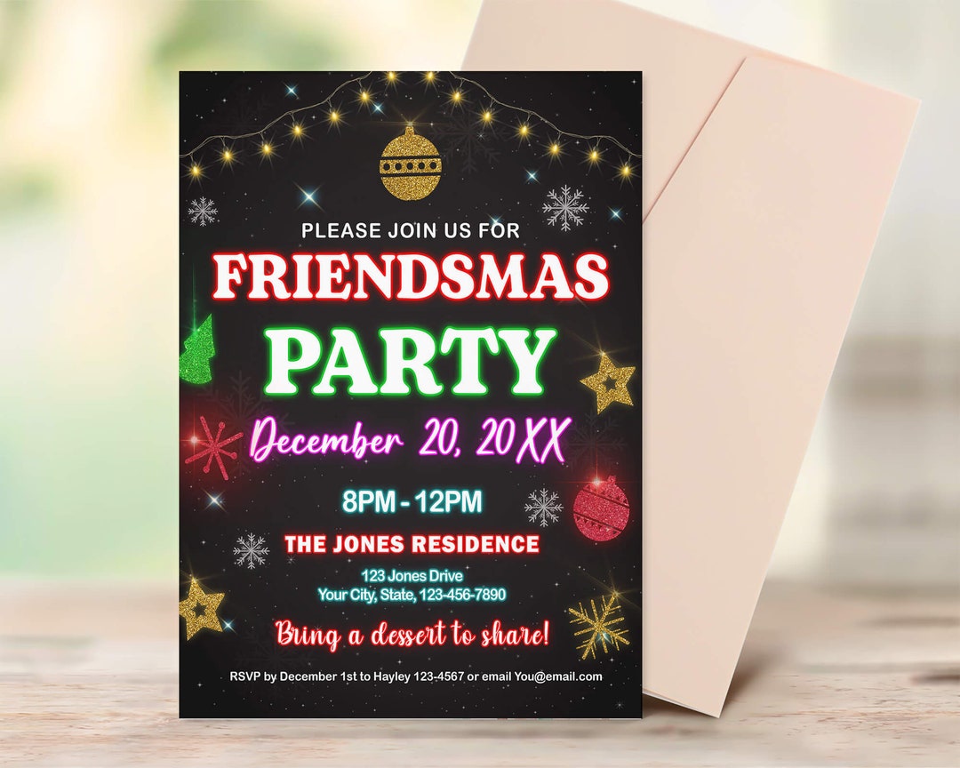 Friendsmas Invitation, Friendsmas Party Flyer, Adult Party, Holiday ...