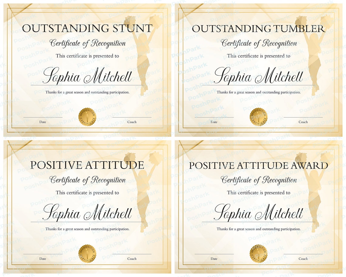 EDITABLE End of Season Cheer Awards, 25 Plus Cheerleading Certificate ...
