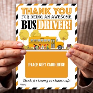 Bus Driver Thank You Card, Bus Driver Gift Card Holder, Bus Driver ...
