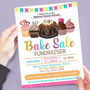 EDITABLE Bake Sale Flyer, Printable , PTO PTA Flyers, School Family ...