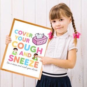 Printable Cover Your Mouth When You Cough or Sneeze Sign, PDF School ...