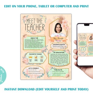 Editable Meet the Teacher Boho Template, Meet the Teacher Editable With ...
