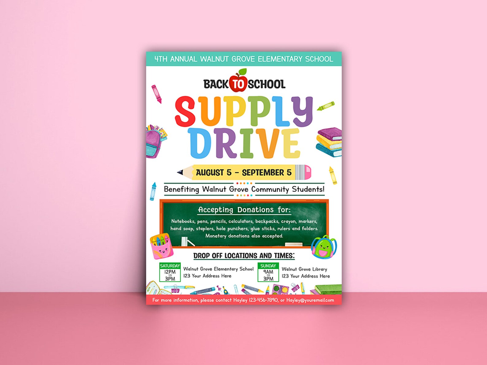 Editable School Supply Drive Flyer Colorful Back to School - Etsy