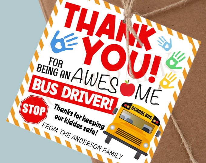 Printable PDF Bus Driver Appreciation Gift Tag Printable, Bus Driver ...