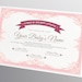 EDITABLE Pink Baby Dedication Certificate Template, Girl Baby ...