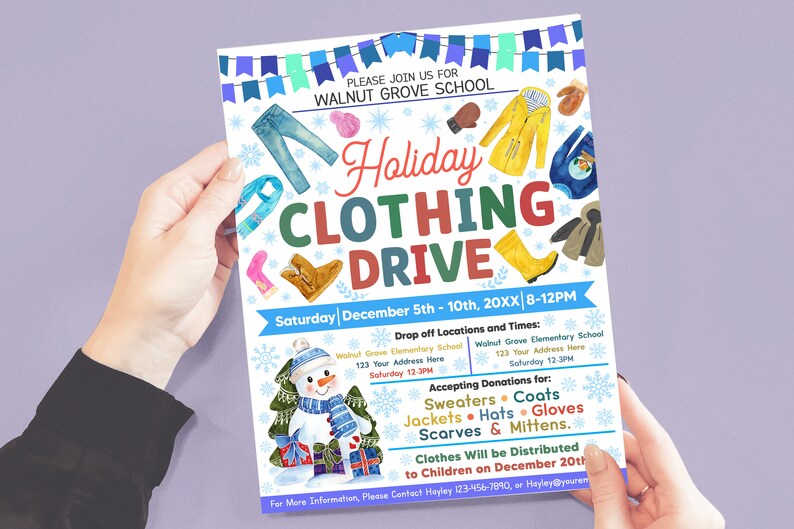 Editable Winter Clothing Drive Flyer, Printable PTA PTO, Cold Weather ...