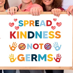 Printable Spread Kindness Not Germs Poster, PDF School Health Safety ...