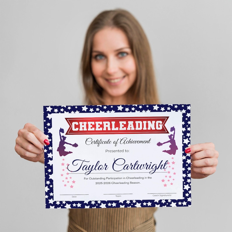 Editable Cheer Certificates Download Set of 4 Bundle, Cheerleader ...