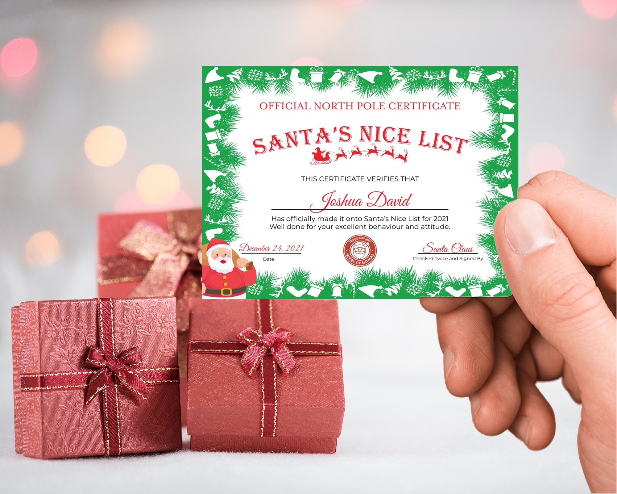 Mini Nice List Certificate From Santa, Editable Santa's Nice List Card ...