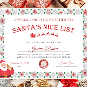 Christmas Certificate Template, Christmas Nice List Certificate ...