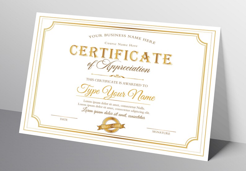 Editable Certificate of Appreciation Custom Award Certificate - Etsy