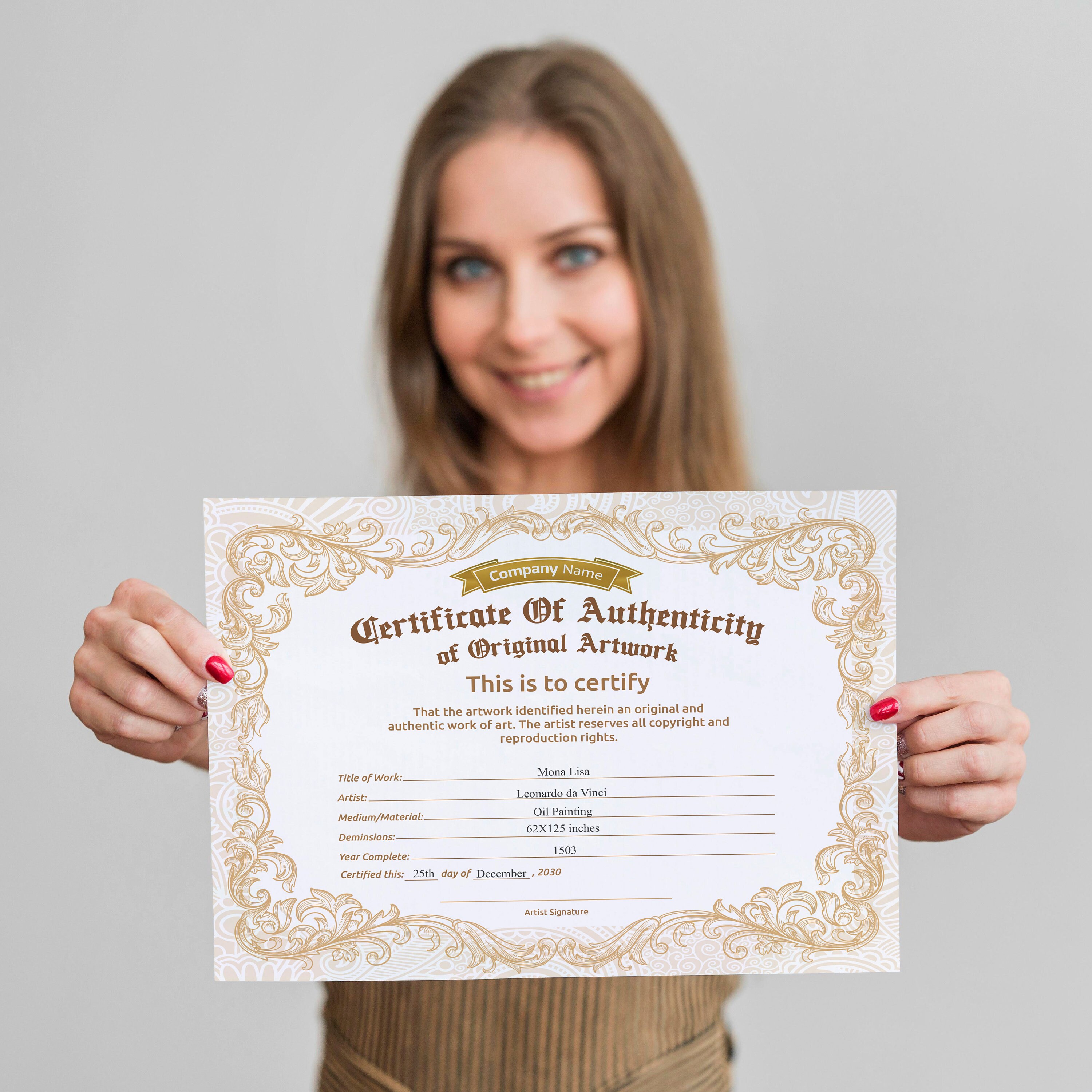 EDITABLE Set of 2 Certificate of Authenticity for Artwork Bundle ...
