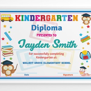 Editable Kindergarten Diploma Template, Kinder Diploma Template ...