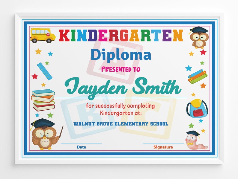 Editable Kindergarten Diploma Template Kinder Diploma - Etsy