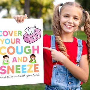 Printable Cover Your Mouth When You Cough or Sneeze Sign, PDF School ...