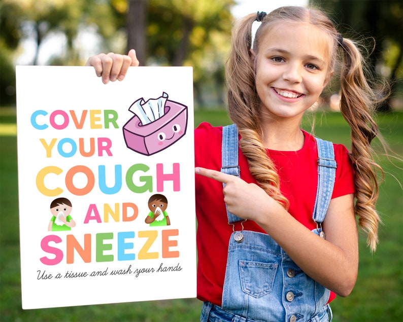 Printable Cover Your Mouth When You Cough or Sneeze Sign PDF - Etsy