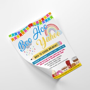 EDITABLE Boo Hoo Yahoo Back to School Breakfast Flyer, Back to School ...