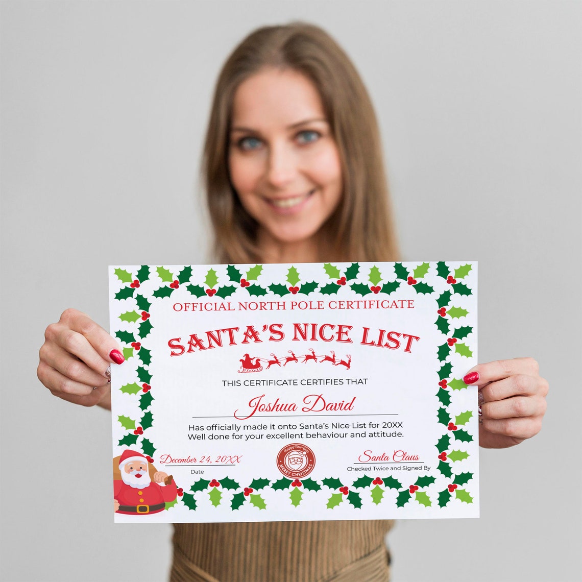 Editable Christmas Nice List Certificate Instant Download - Etsy
