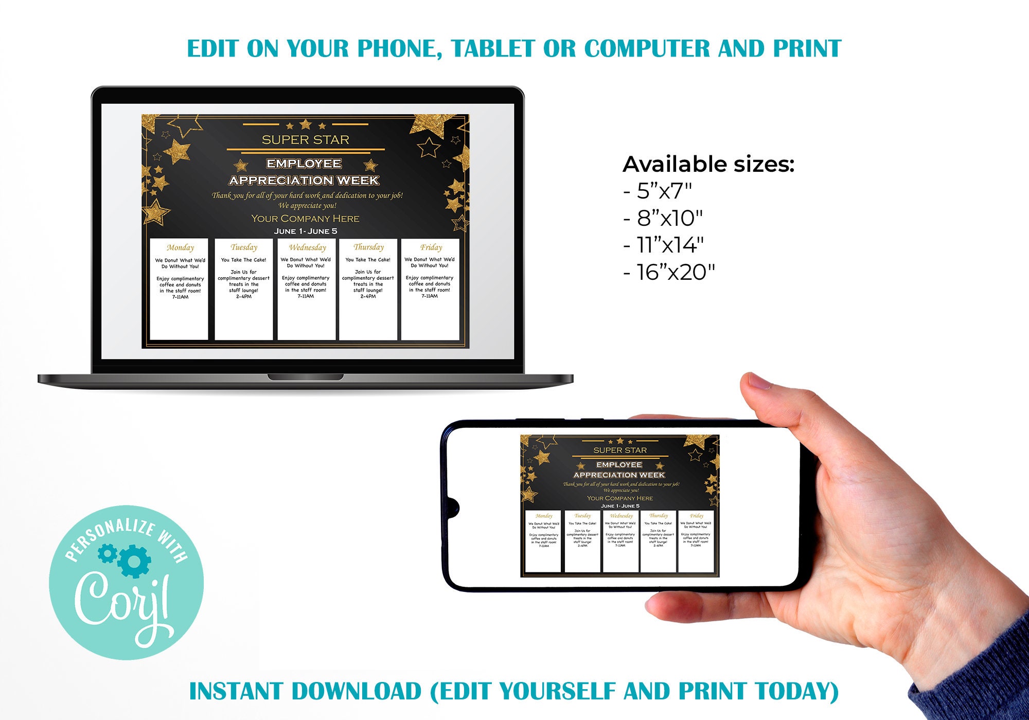 EDITABLE Staff Appreciation Week Template, Employee Appreciation Week ...