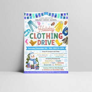 Editable Winter Clothing Drive Flyer, Printable PTA PTO, Cold Weather ...