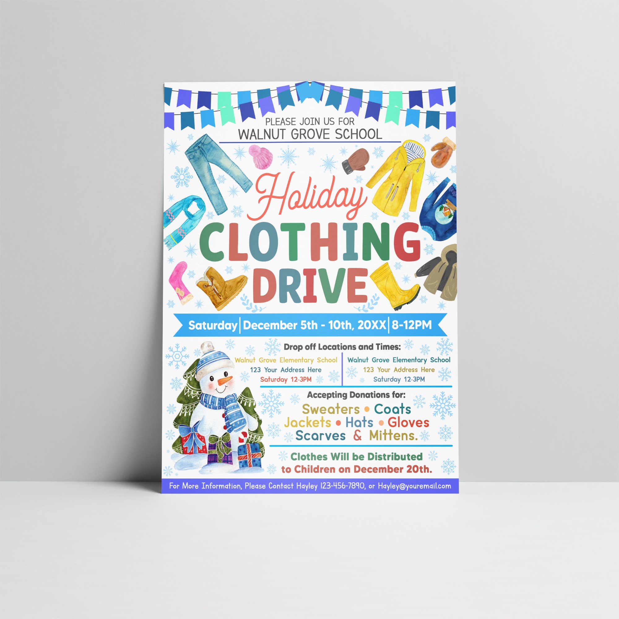Editable Winter Clothing Drive Flyer Printable PTA PTO Cold - Etsy