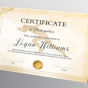 Editable Cross Country Running Award Certificate Template for Boys ...