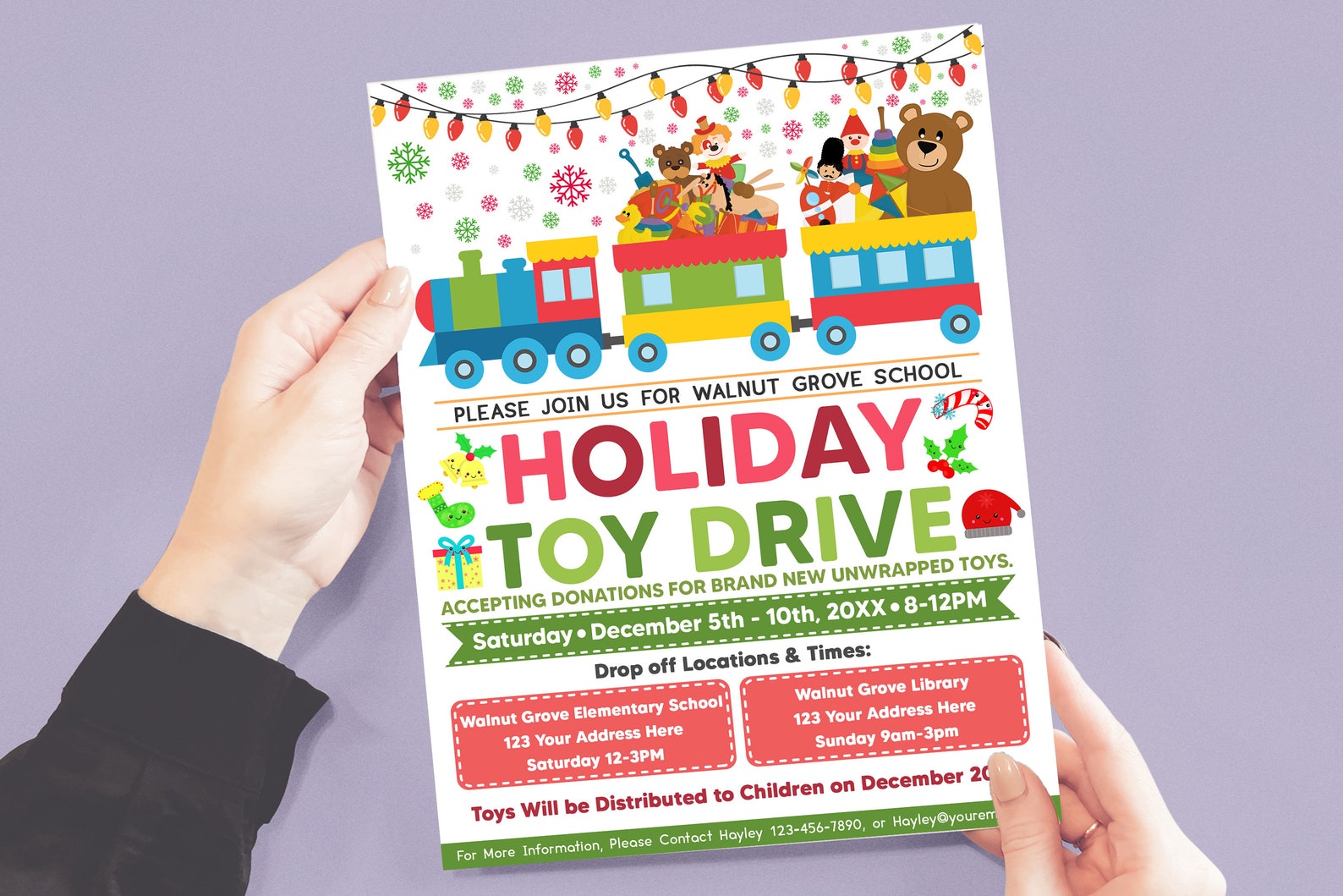 Editable Holiday Toy Drive Flyer Template, Printable Toy Drive ...