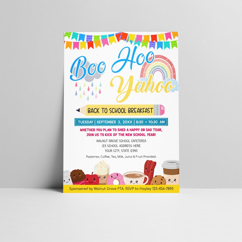 EDITABLE Boo Hoo Yahoo Back to School Breakfast Flyer, Back to School ...