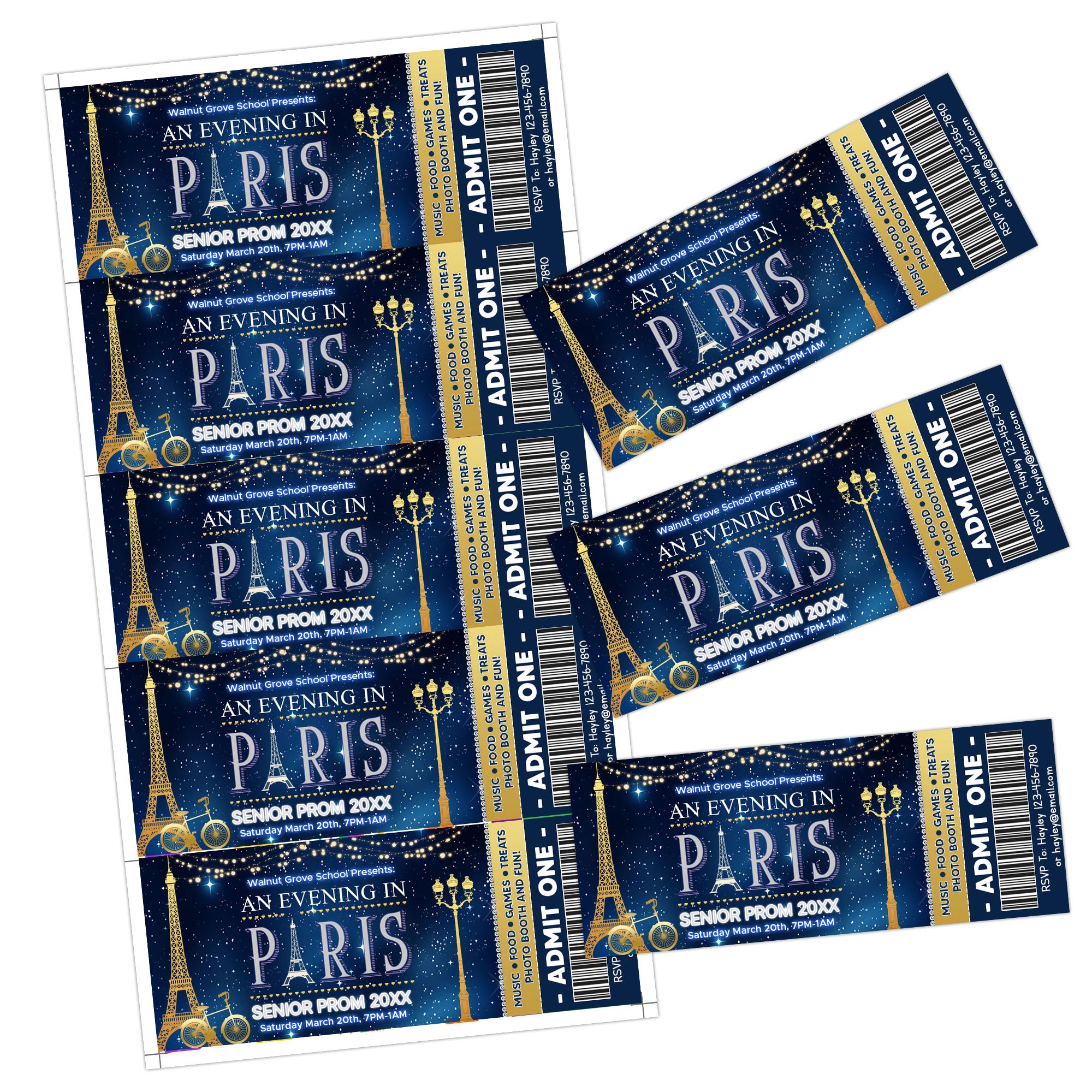 A Night in Paris Prom Flyer and Ticket Bundle Template, School Dance ...