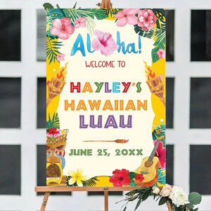 Luau Tropical Event Welcome Sign Template, Tropical Party Decor Welcome ...