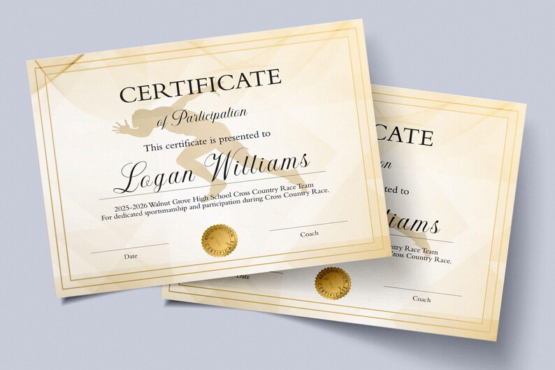 Editable Cross Country Running Award Certificate Template for - Etsy