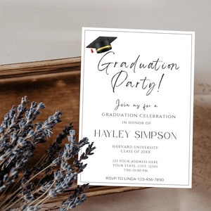Minimalist Graduation Party Invitation, Grad Party Invitation for High ...