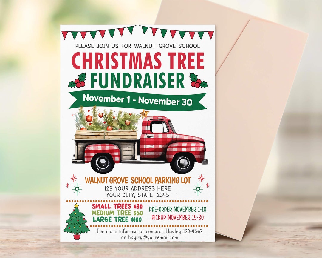 Editable Christmas Tree Fundraiser Flyer, Holiday Tree Fundraiser Flyer ...