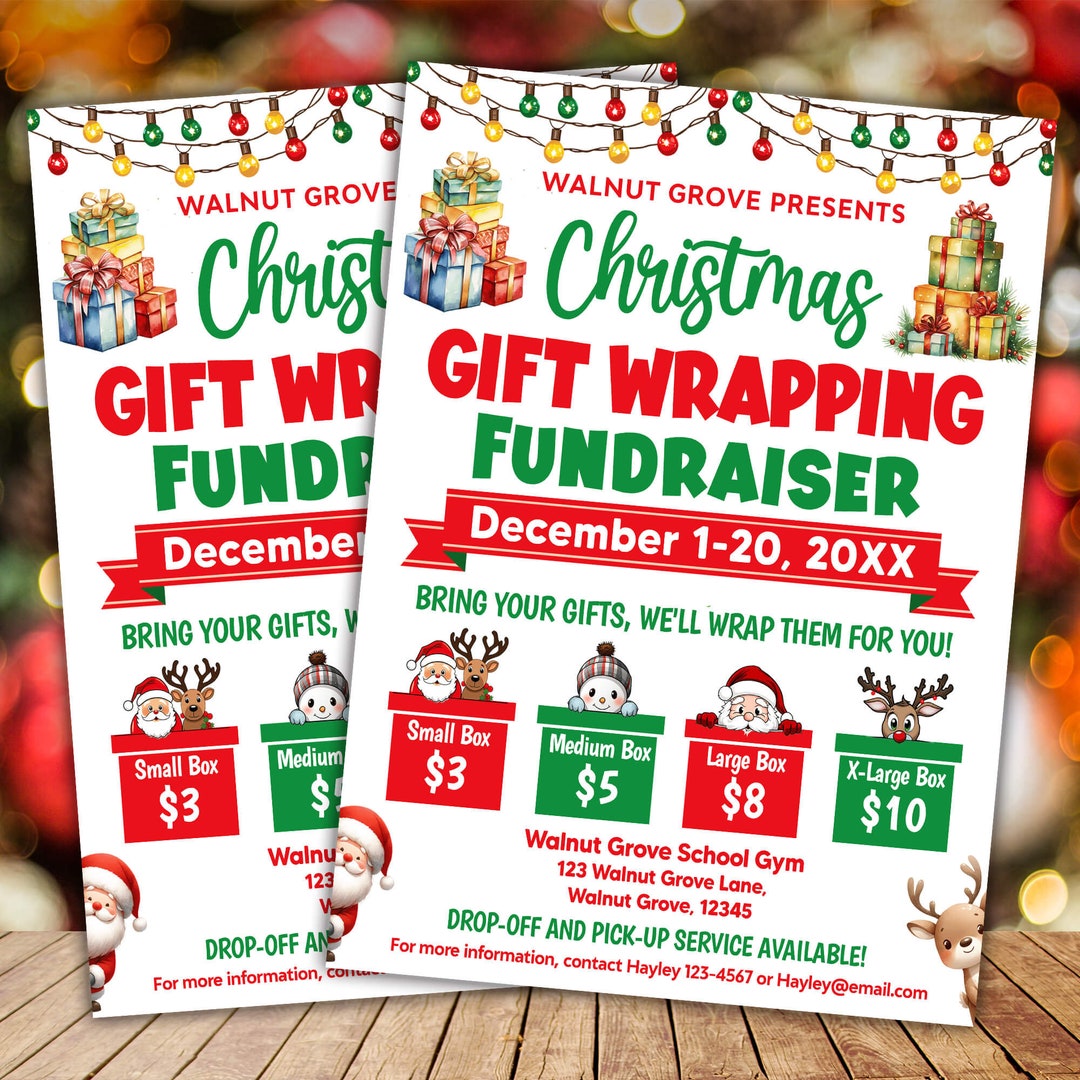 Editable Christmas Gift Wrapping Fundraiser Flyer, Gift Wrapping Event ...