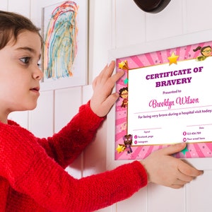 Two Editable Certificate of Bravery Award BUNDLE, Blue and Pink ...