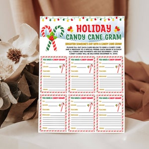 Editable Candy Cane Gram Flyer Template, Holiday Candy Cane Printable ...